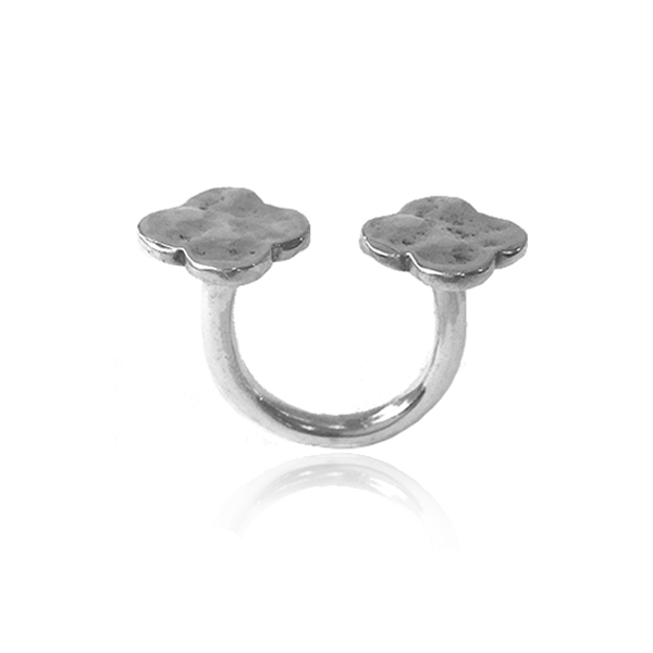 Sterling Silver Double Clover Ring | Van Peterson London